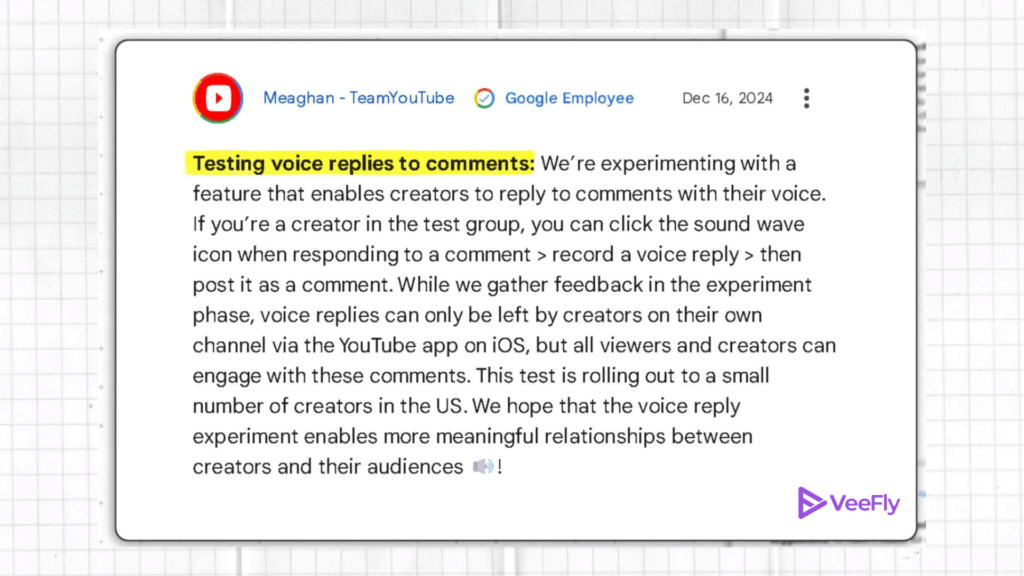 YouTube Voice Reply: Deepening Creator-Audience Connection