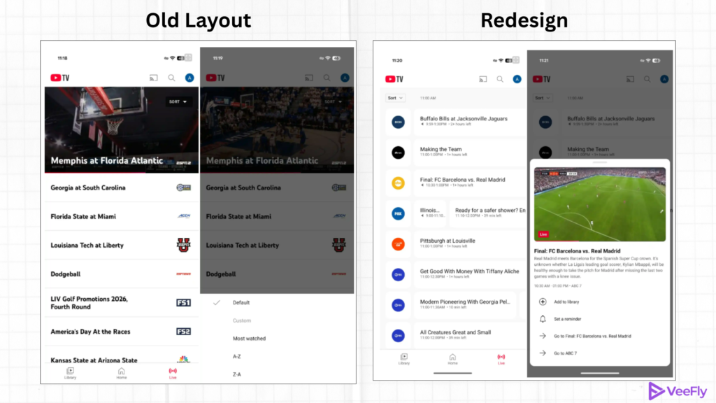YouTube TV Live Guide Redesigned New Features